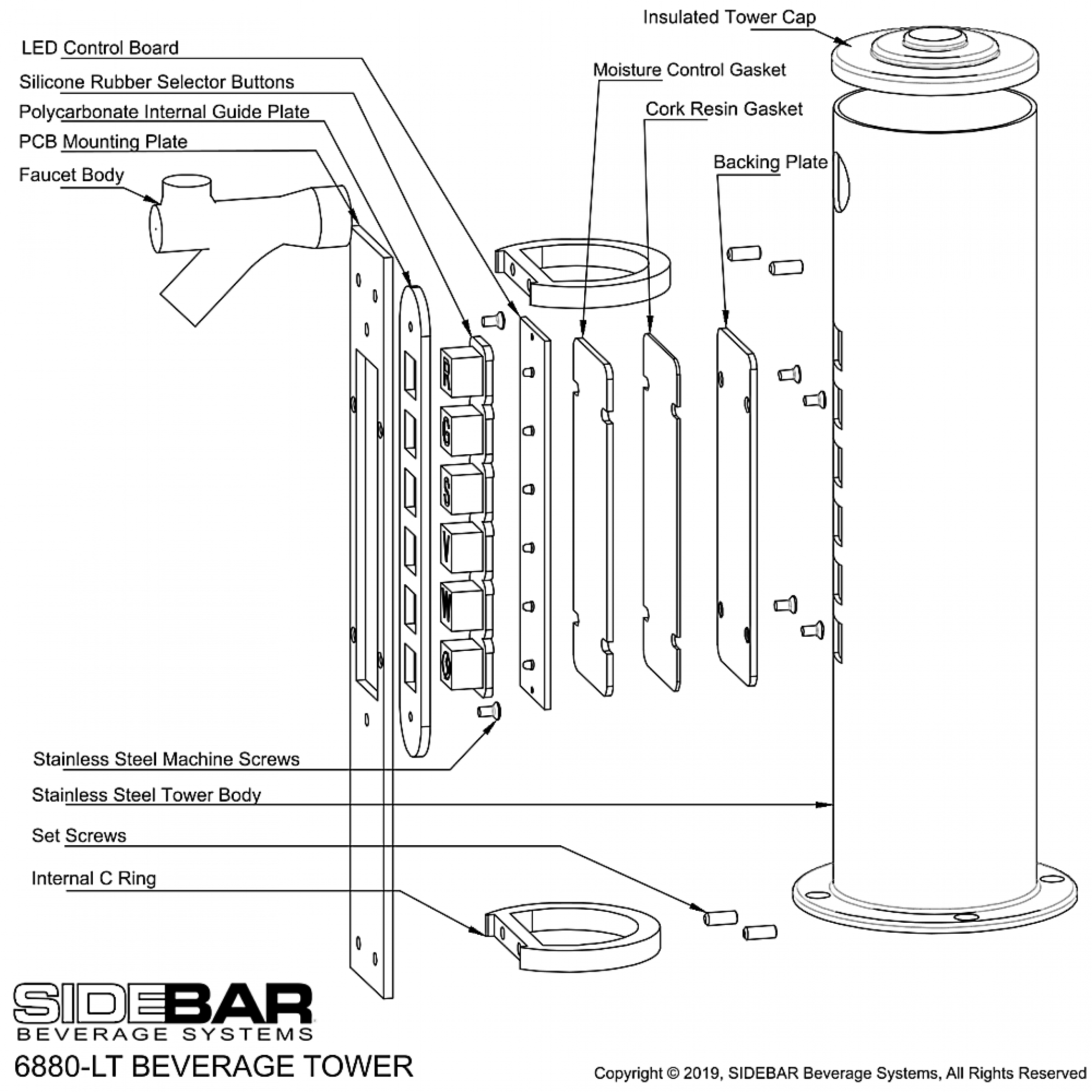 SIDEBAR Beverage Liquor Dispenser Tower